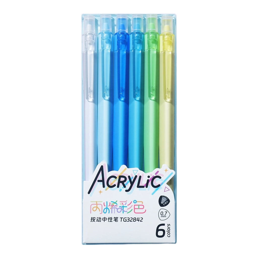 6Pcs Retractable Colored Gel Pen 6 Color Acrylic Gel Inks Pens ...