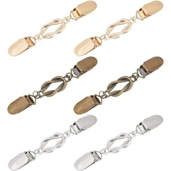 6Pcs Retro Cinch Clips 3 Colors Alloy Cardigan Clips Sweater Collar ...
