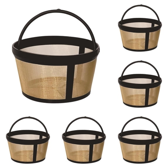 6Pcs Reusable 4-5 Cup Basket Coffee Filter Stainless Steel Mesh Filter ...