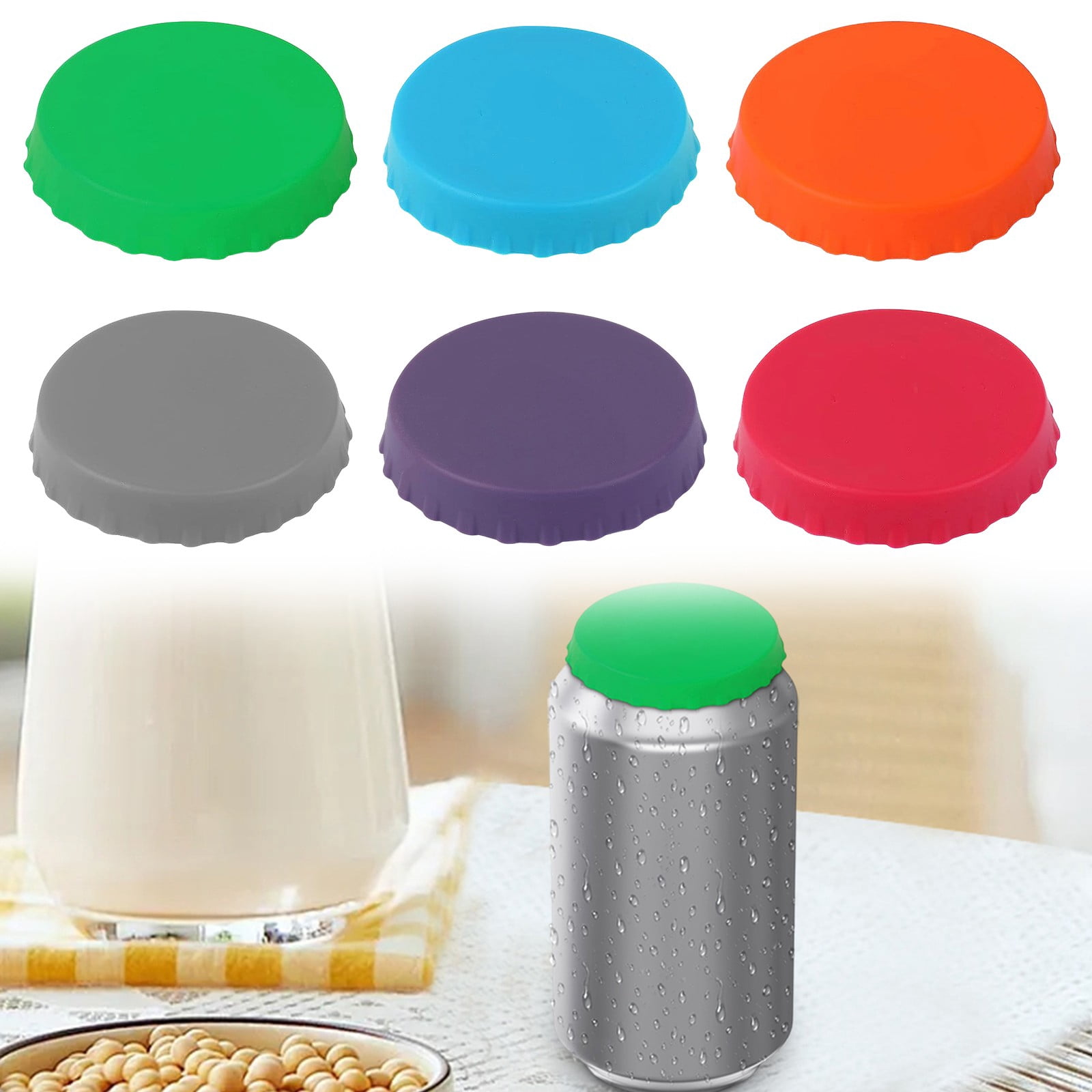 6Pcs Reusable Silicone Can Lids for Soda Beer Pop Drinks, Bpa Free ...