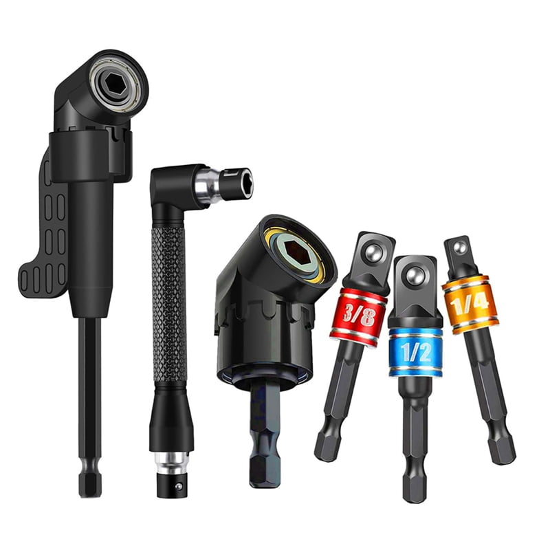 6Pcs Right Angle Drill Attachment Set with Hex Socket Adapters and 105 ...