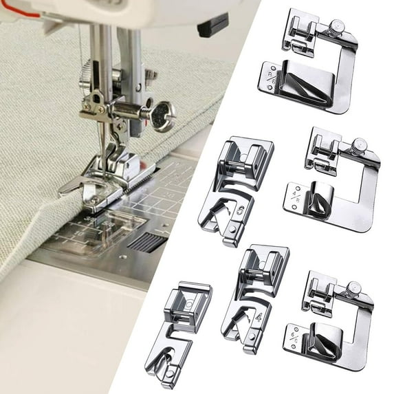 6Pcs Rolled Hem Presser Foot, Wide Rolled Hem Foot Set, Narrow Hemmer ...