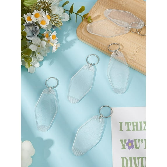 6Pcs Room Card Keychain Acrylic Blank Hotel Keychains Clear Rhombus ...