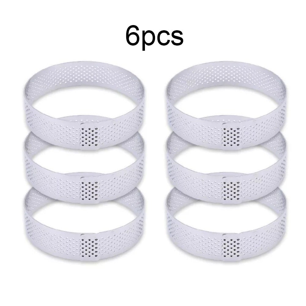 6Pcs Round Cake Rings Perforated Baking Mousse Rings Dessert Tool For ...