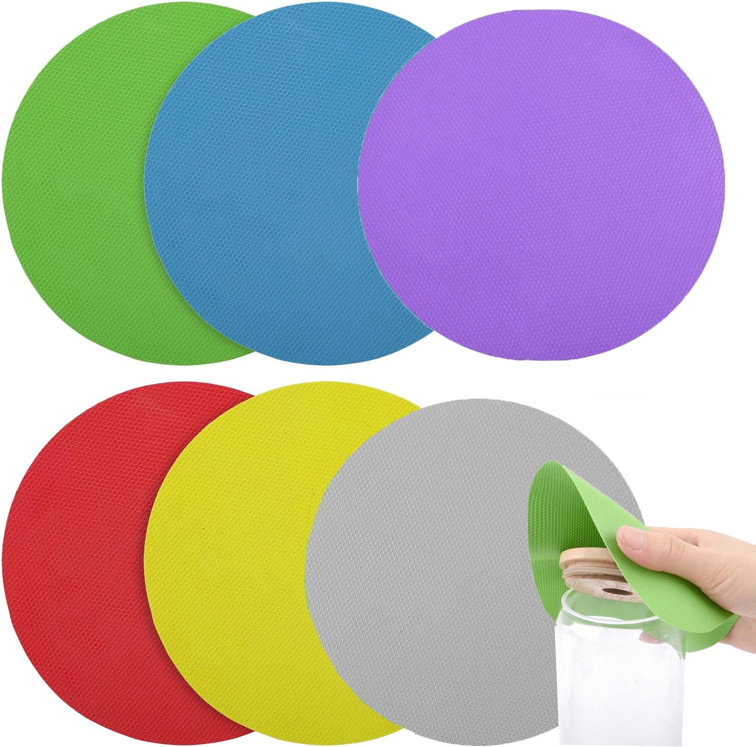 6Pcs Round Jar Gripper Pads,Bottle Lid Openers,Rubber Jar Gripper Pad ...