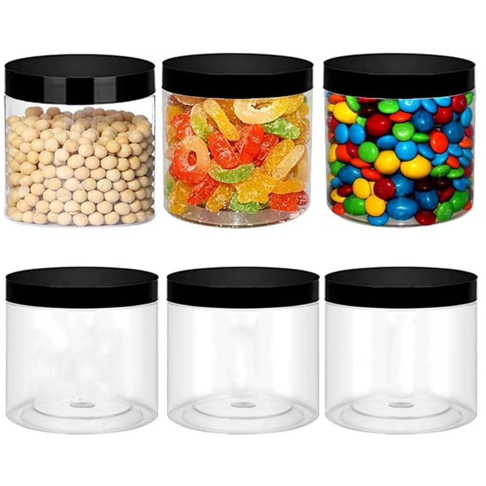6Pcs Round Plastic Storage Jars,QZS Refillable Empty Slime Containers ...