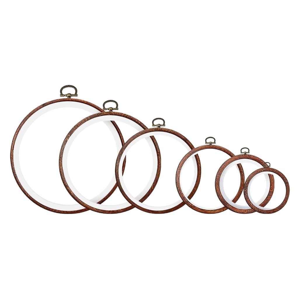 6Pcs Round Rubber Embroidery Hoops Adjustable Stitching Frame ...