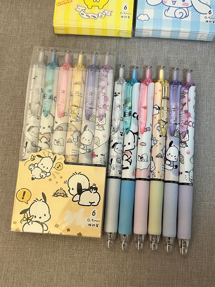 6Pcs Sanrio Gel Pen Hello Kitty Cartoon Kuromi ST Quick Drying Black 0 ...