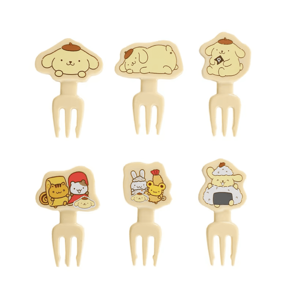 6Pcs Sanrio Mini Fruit Snack Forks Cartoon Cinnamoroll Kuromi Melody ...
