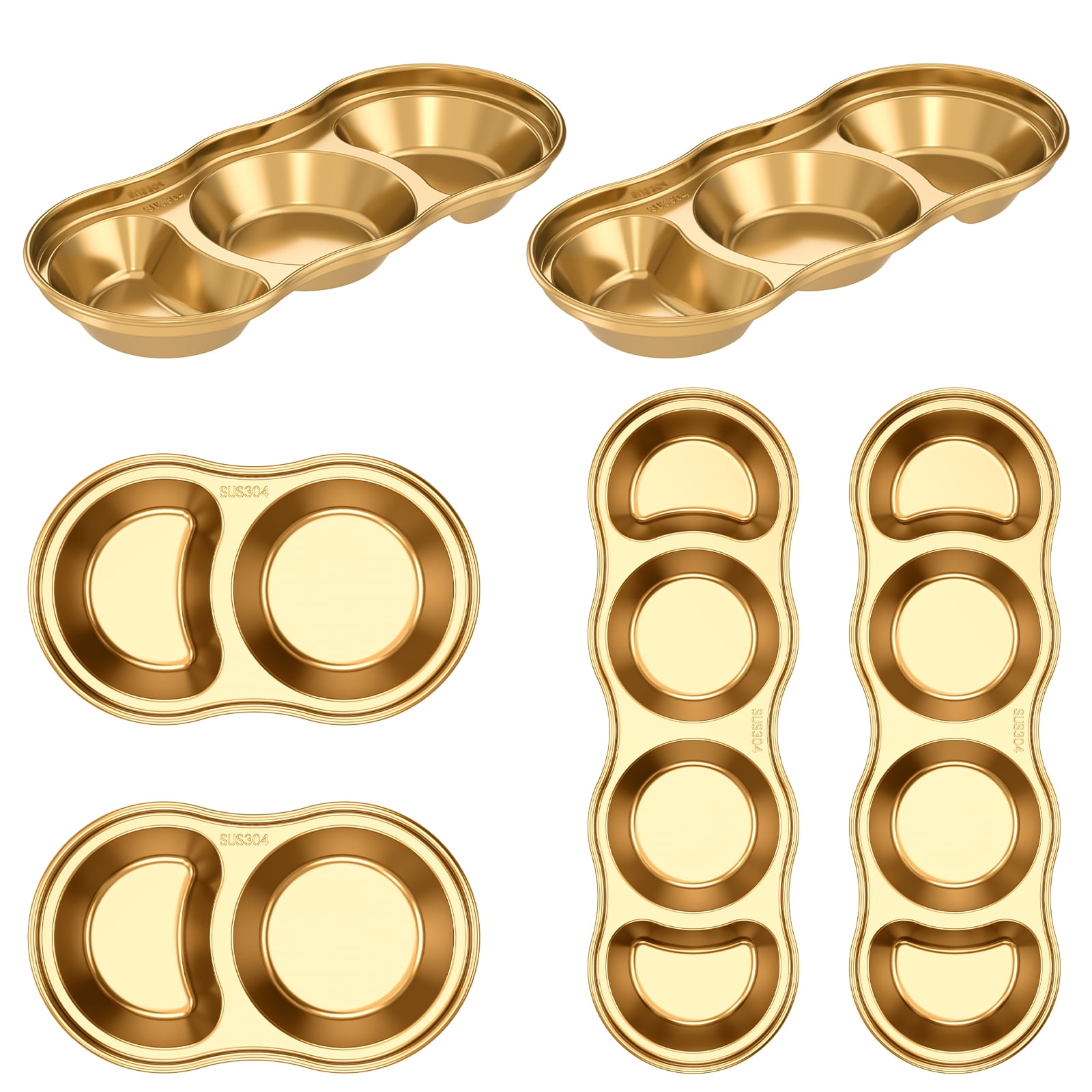 6Pcs Sauce Dishes Stainless Steel Appetizer Serving Trays Multiple ...