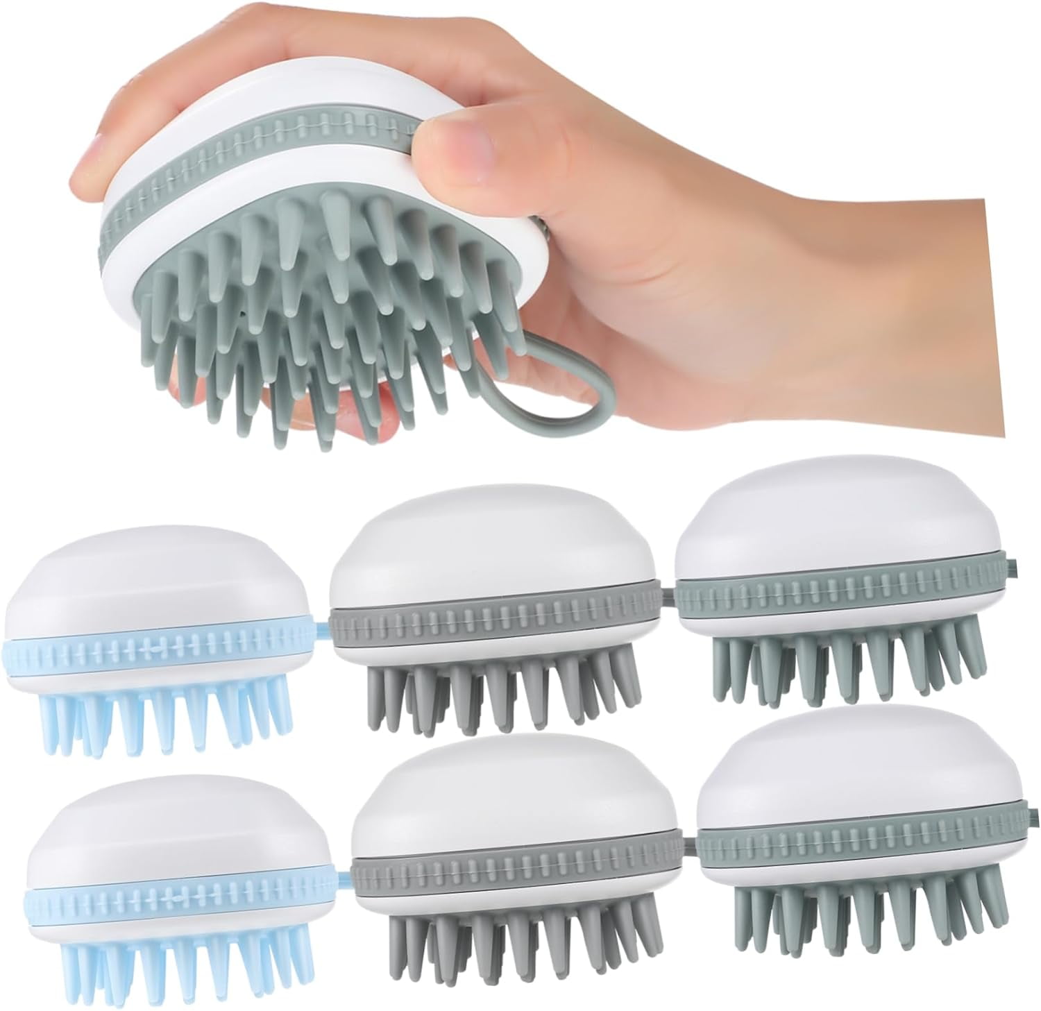 6Pcs Scalp massage brush hair shampoo brush silicone scrubbers silicone ...