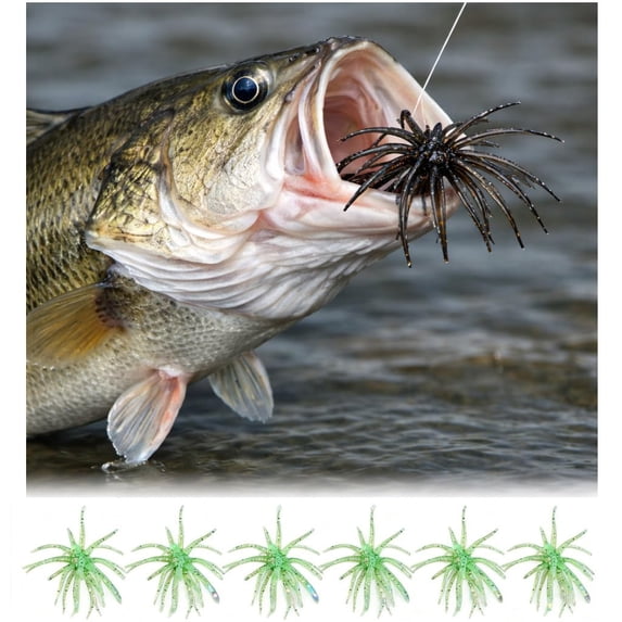 6Pcs Sea Urchin Bait, Realistic Fuzzy Dice Fishing Lure for Bass ...