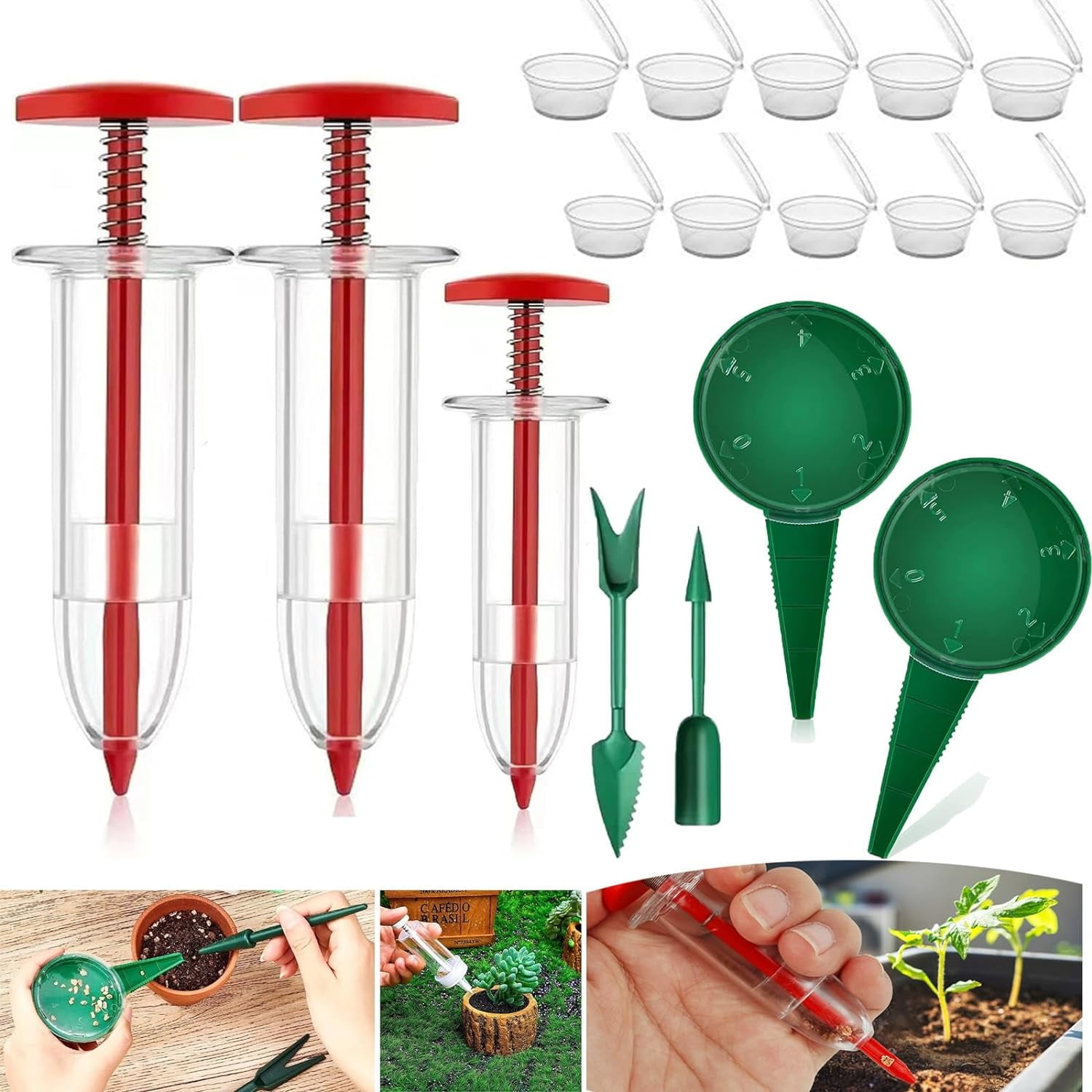 6Pcs Seed Planter Tool, Mini Seed Spreader, Manual Seedlings Dibber and ...