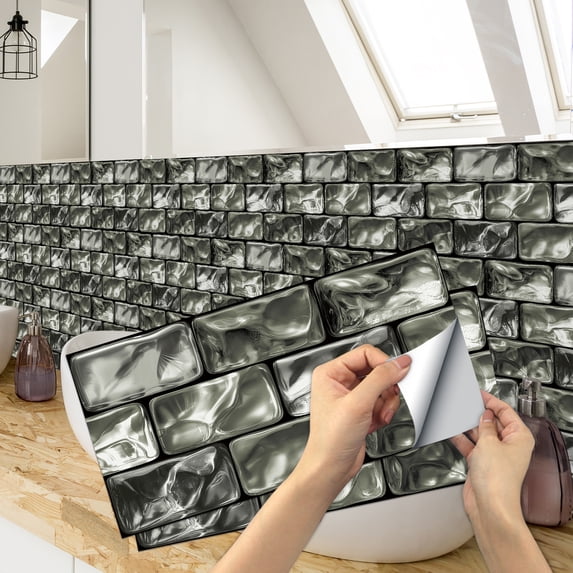 6Pcs Self Adhesive Vinyl Tiles Wall Stickers Decals 11.8" x 5.9" Mosaic ...