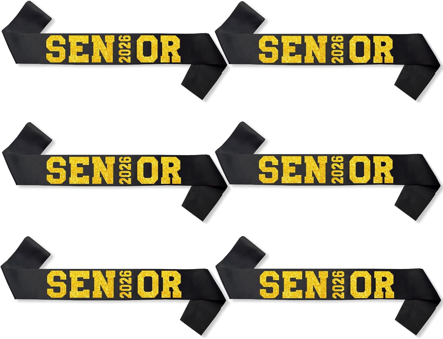 6Pcs Senior 2026 Satin Sashes with Gold Glitter Letters Decorations ...