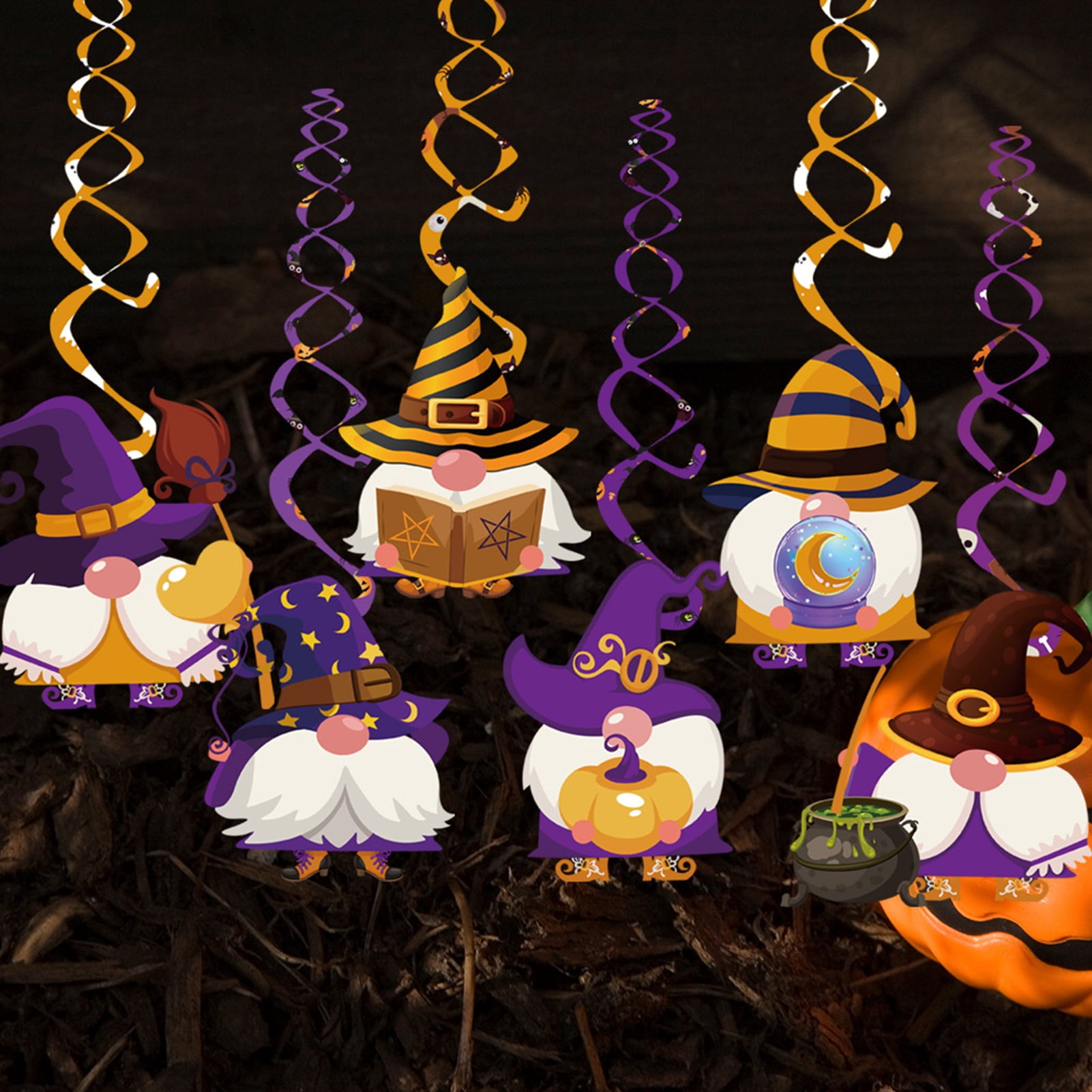 6Pcs/Set Halloween Decorations Hanging Swirl Cartoon Pendants Horror ...