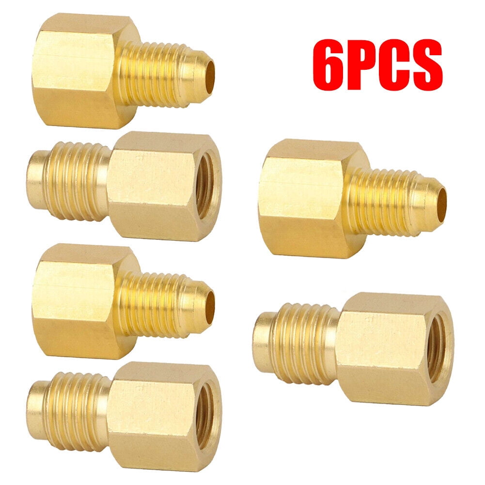 6Pcs/Set R134a To R12 Fitting Adapter 1/4 Female Flare 1/2 Male Valve ...