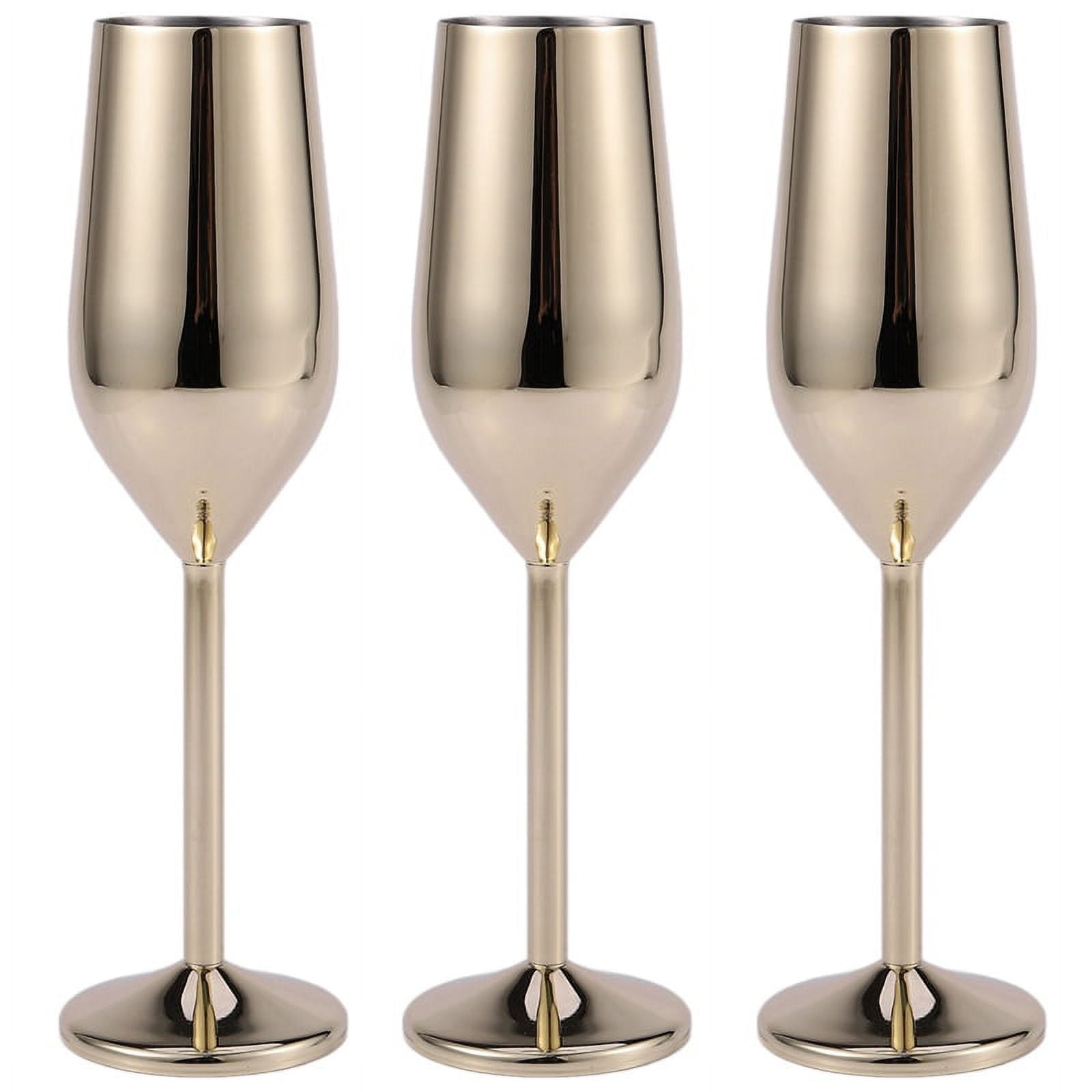 6Pcs/Set Shatterproof Champagne Glasses Brushed Gold Wedding Toasting ...