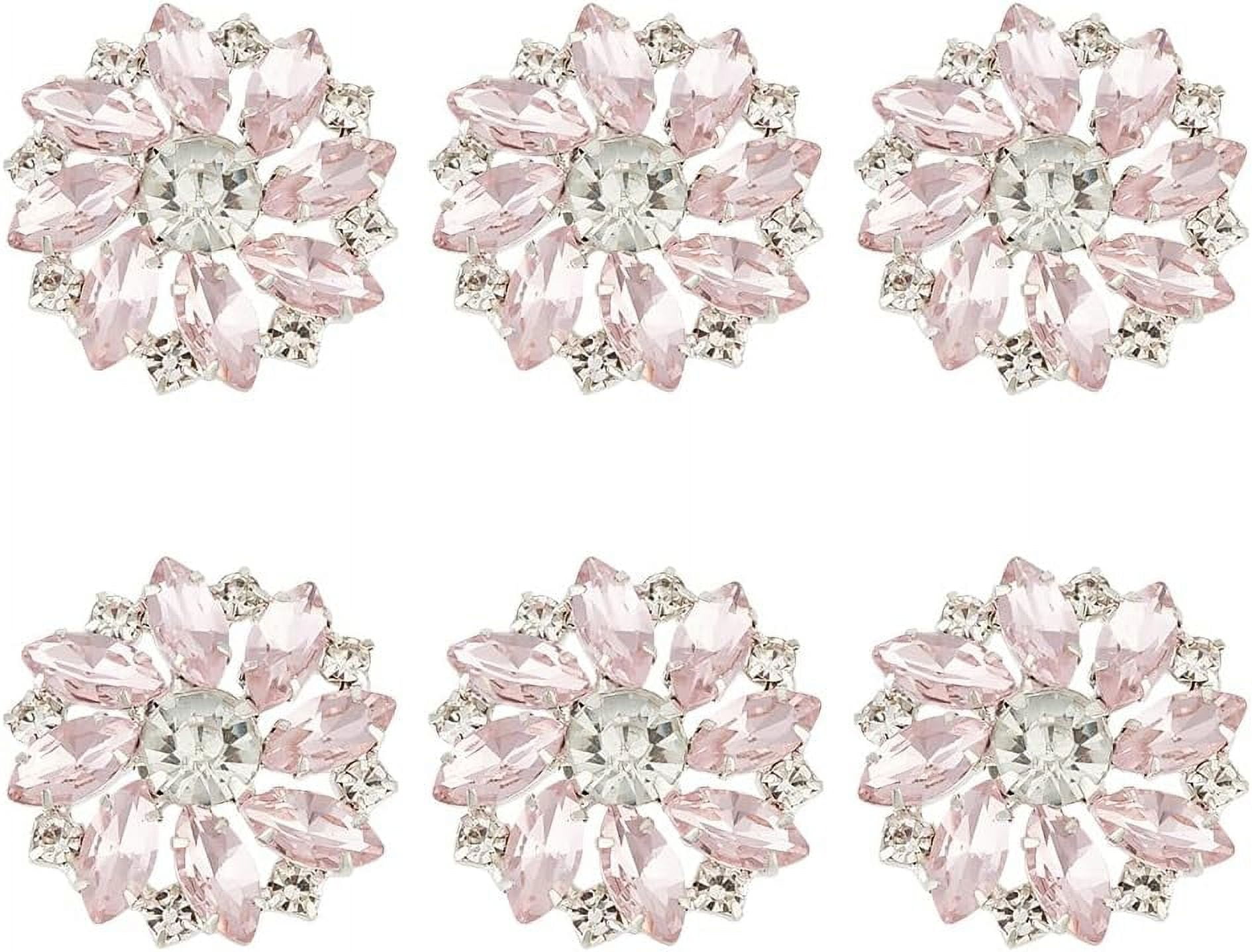 6Pcs Shiny Flower Rhinestone Buttons 1Inch Brass Rhinestone Shank ...