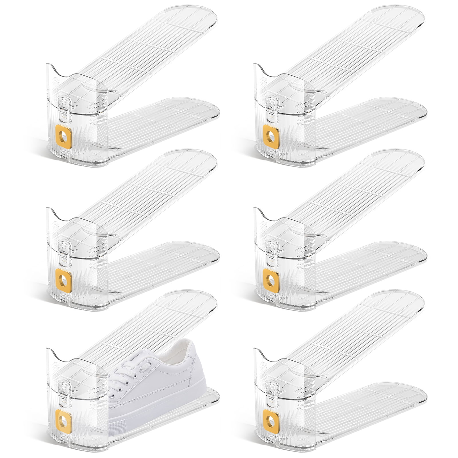 6Pcs Shoe Slots Organizers Non Slip Shoe Stand Clear Shoe Space Saver ...