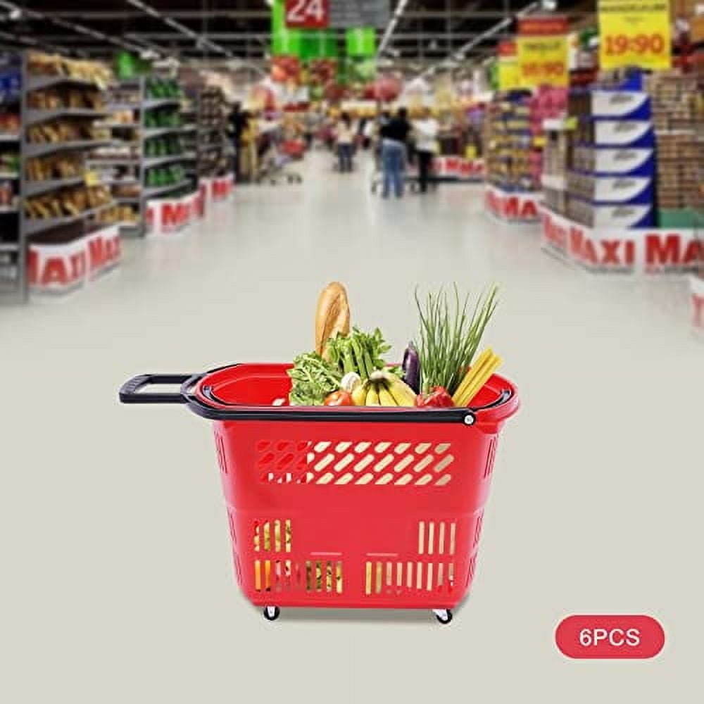 6Pcs Shopping Cart, Modern 35L/9.2Gal Shopping Cart with Wheels and ...