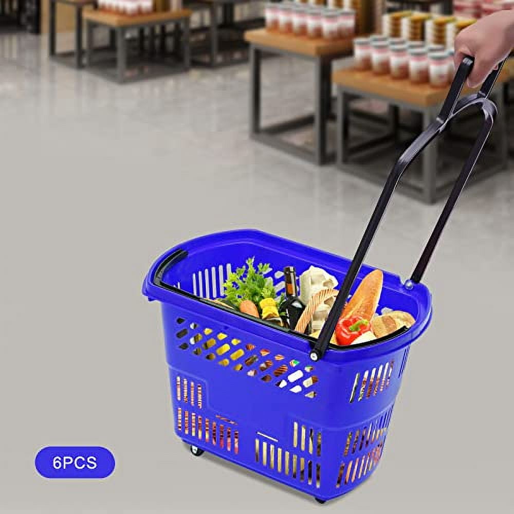 6Pcs Shopping Cart, Modern 35L/9.2Gal Shopping Cart with Wheels and ...
