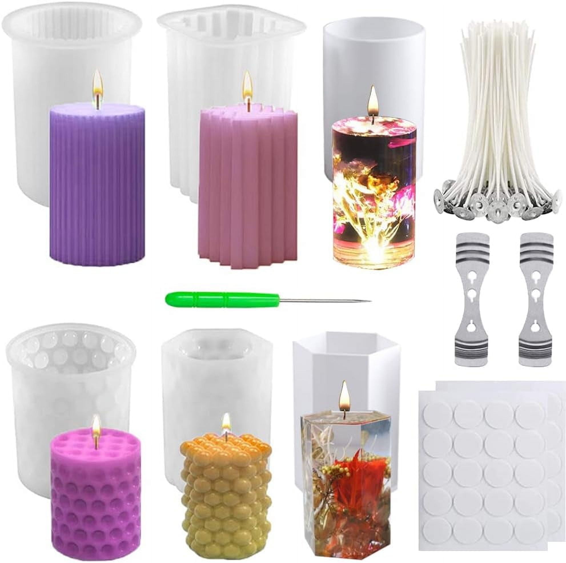 6Pcs Silicone Candle Molds Set for Candle Making, Bubble Pillar Candle ...