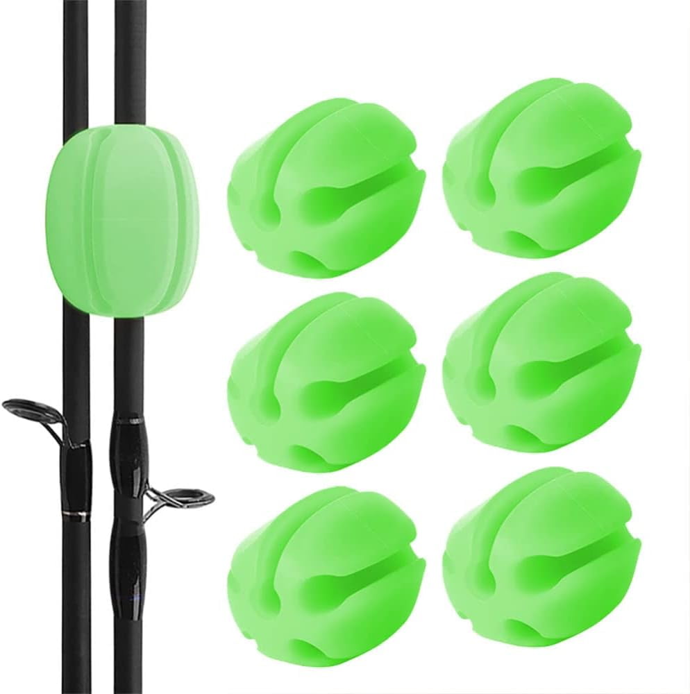 6Pcs Silicone Fishing Rod Holder Straps Green, Portable Fishing Rod ...
