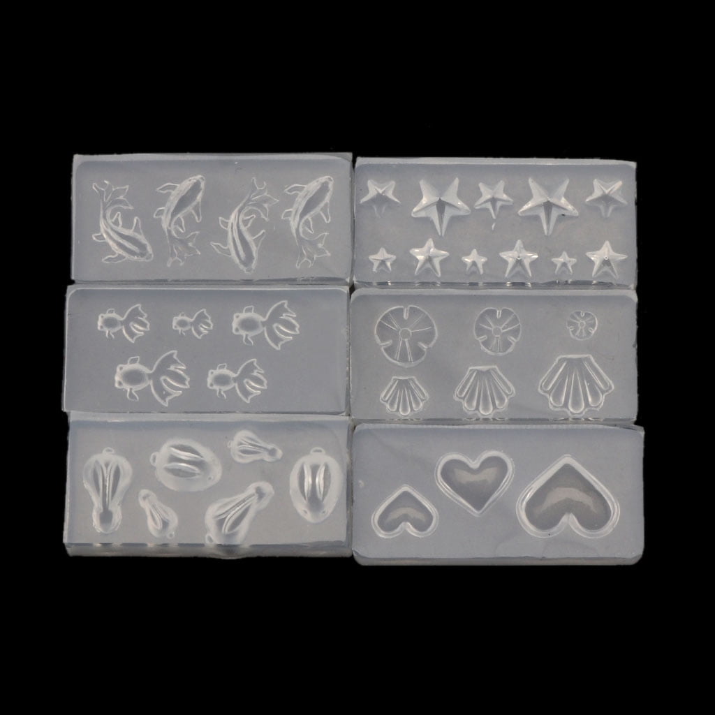 6Pcs Silicone Rabbit Star Fish Resin Mold Jewelry Casting Moulds Clear ...