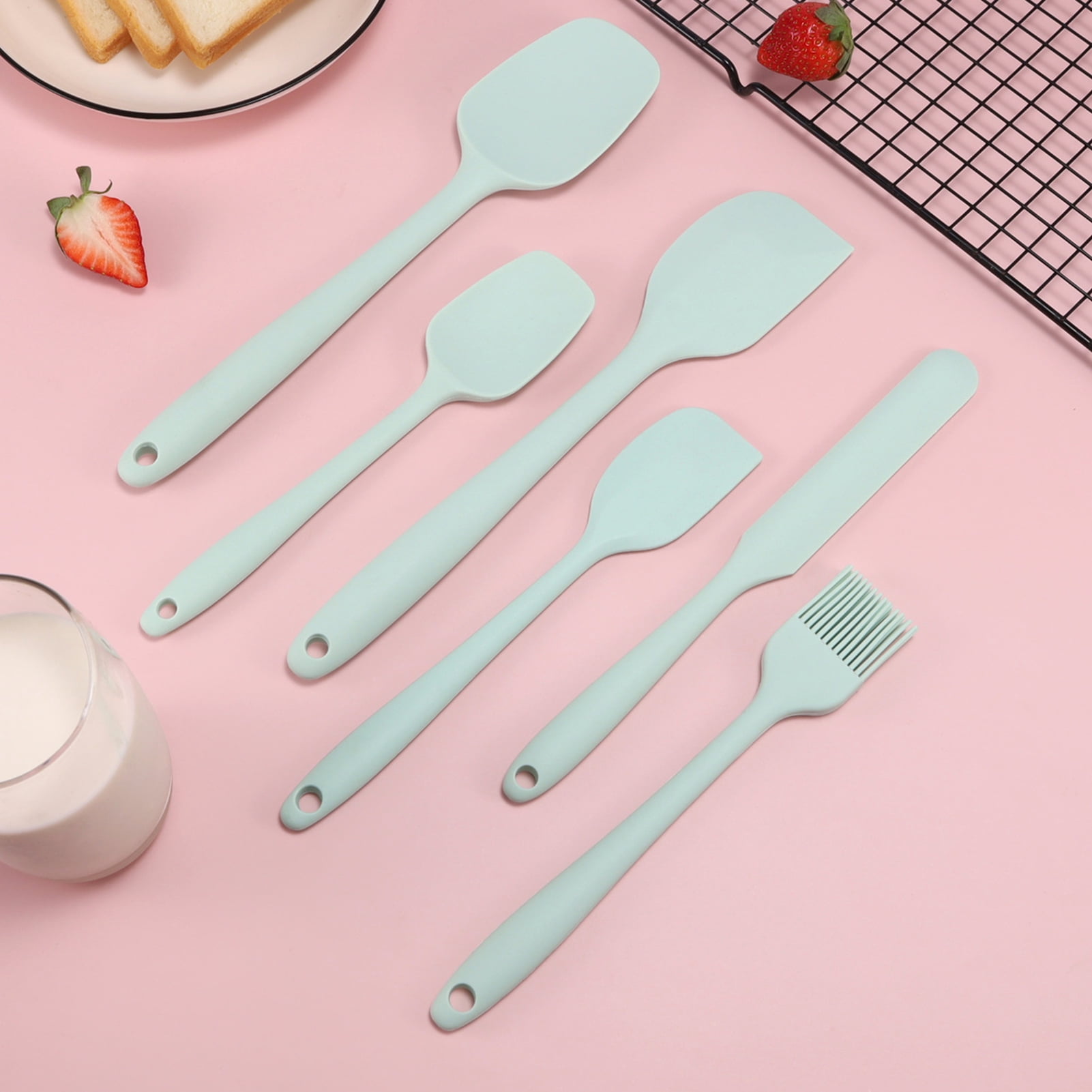 6Pcs Silicone Spatula Set Food Grade Cooking Utensils Set Non-Slip Heat ...