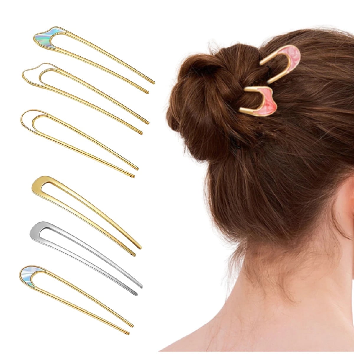 6Pcs Simple Metal U Shaped Hair Pin,French Pin,U-Shaped Hairpin,Hair ...