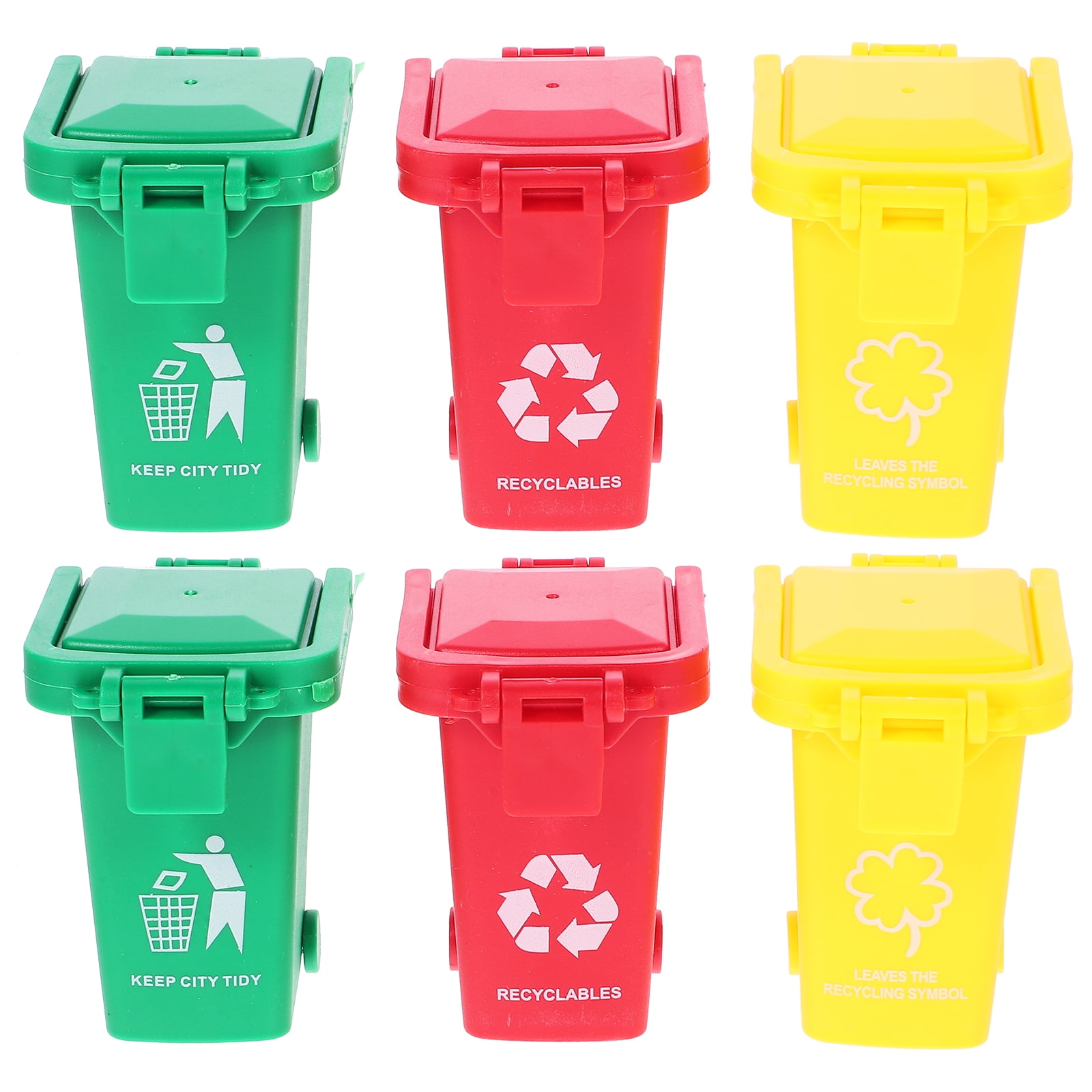6Pcs Small Garbage Bin Toy Child Garbage Can Toys Push Garbage Can Toys ...