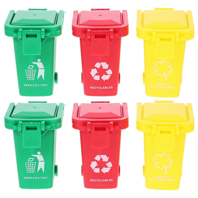 6Pcs Small Garbage Bin Toy Child Garbage Can Toys Push Garbage Can Toys ...