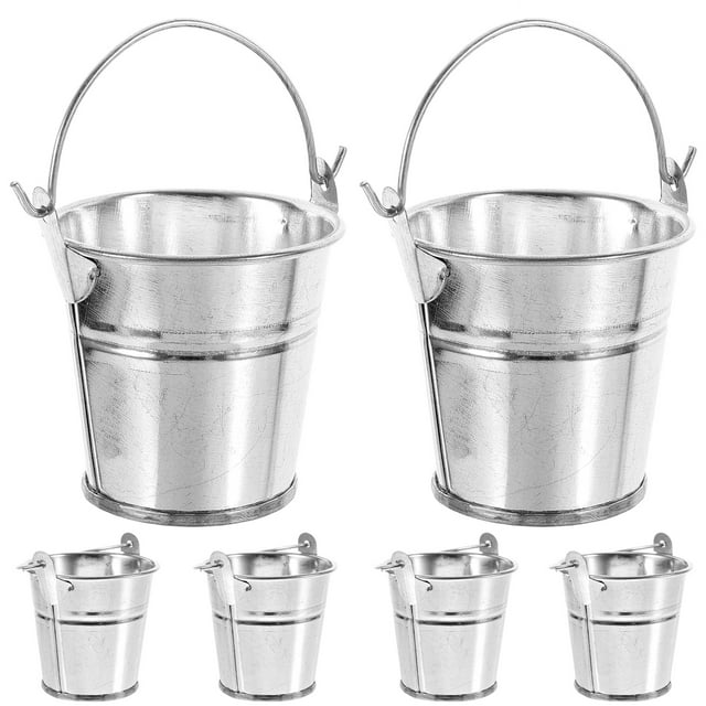 6Pcs Small Metal Buckets Mini Buckets with Handles Miniature Dolls ...