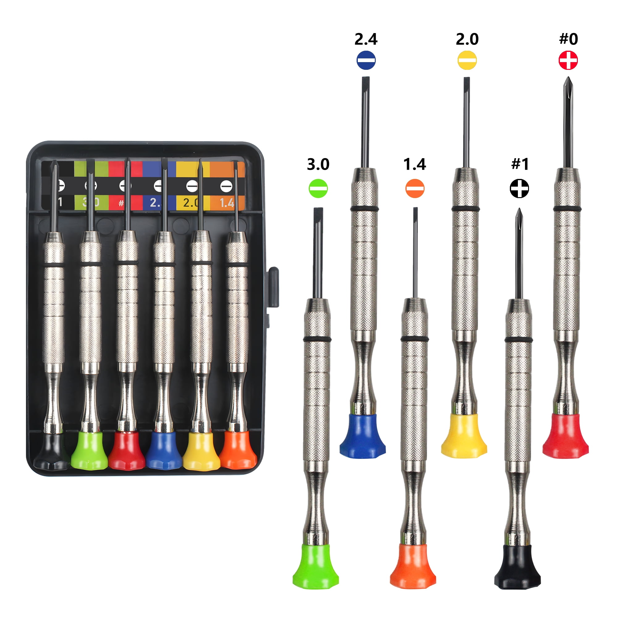 6Pcs Small Screwdriver Set -3pcs Flathead and 3pcs Phillips Micro Head ...