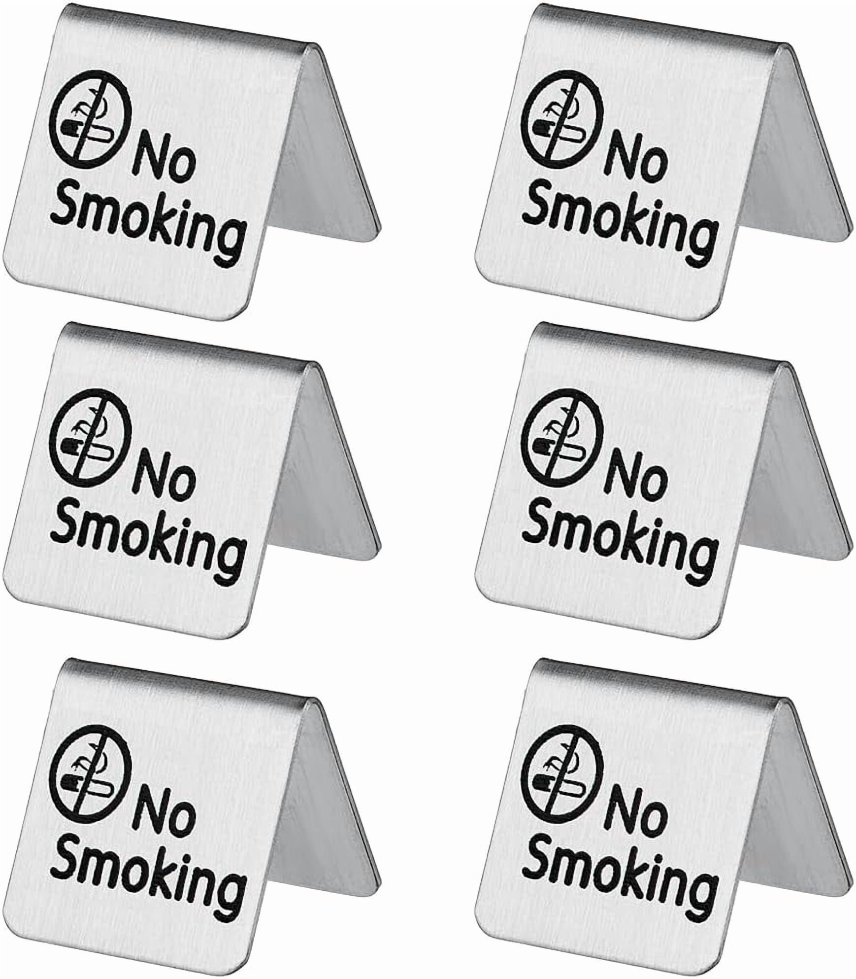 6Pcs No Smoking Table Sign Stainless Steel Metal Warning Non Smoking ...