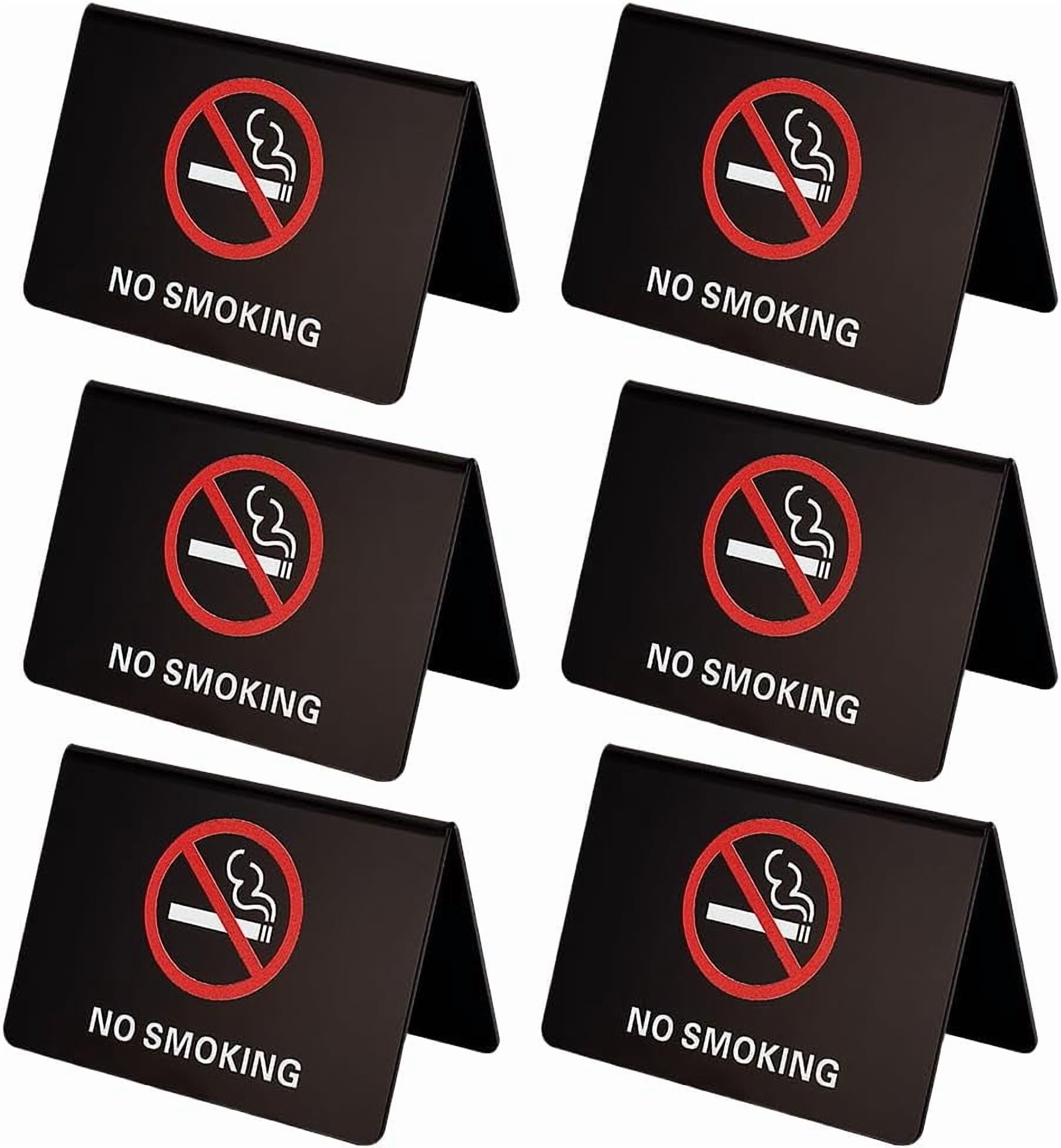 6Pcs No Smoking Table Tent Signs 4x2.7" Black Acrylic Double-Sided No Smoking Tabletop Sign Non ...