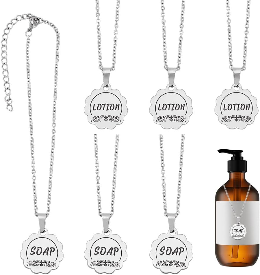 6Pcs Soap and Lotion Dispenser Tags Double-Sided Stainless Steel Soap ...