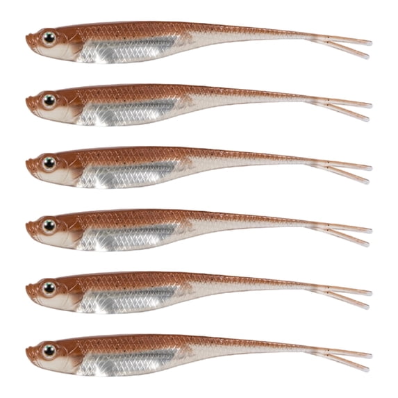 6Pcs Soft Silicone Fishing Lures Floating Baits Fork Tail Swimbaits ...