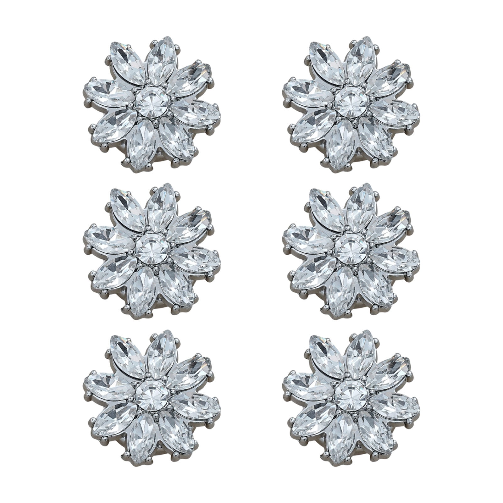 6Pcs Sparkling Rhinestones Embellished Button Clip Shirt Cufflinks ...