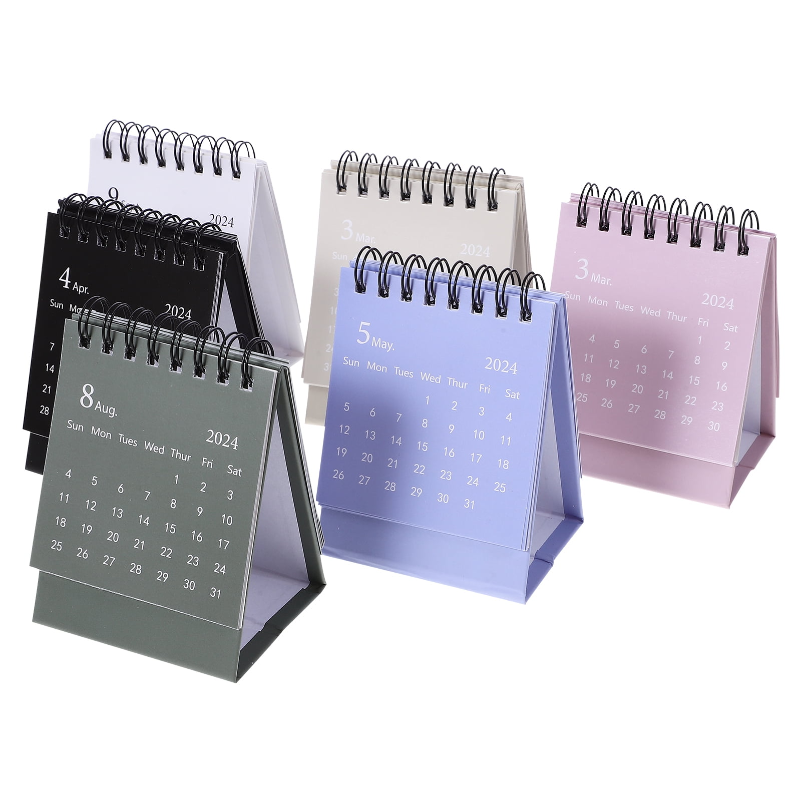 6Pcs Spiral Binding Calendar Spiral Calendar Miniature Calendar Desktop ...