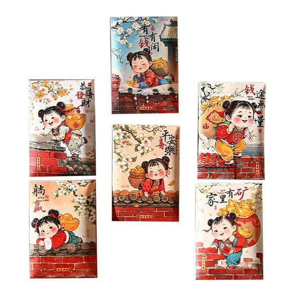 6Pcs Spring Festival Childrens Cute Wealth Snake Year Red Envelope With ...