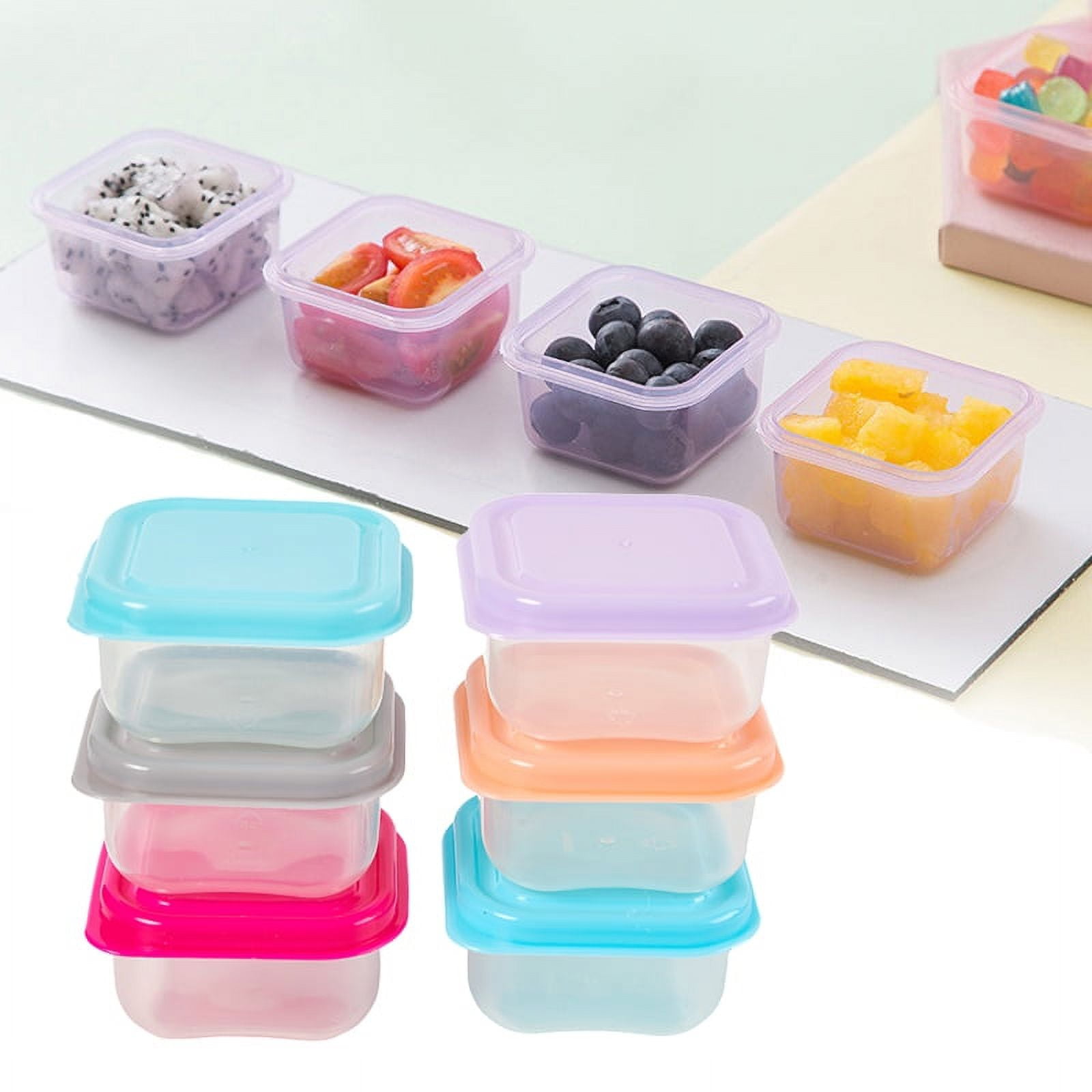 6Pcs Square Container With Lid Plastic Containers Mini Kitchen Storage ...