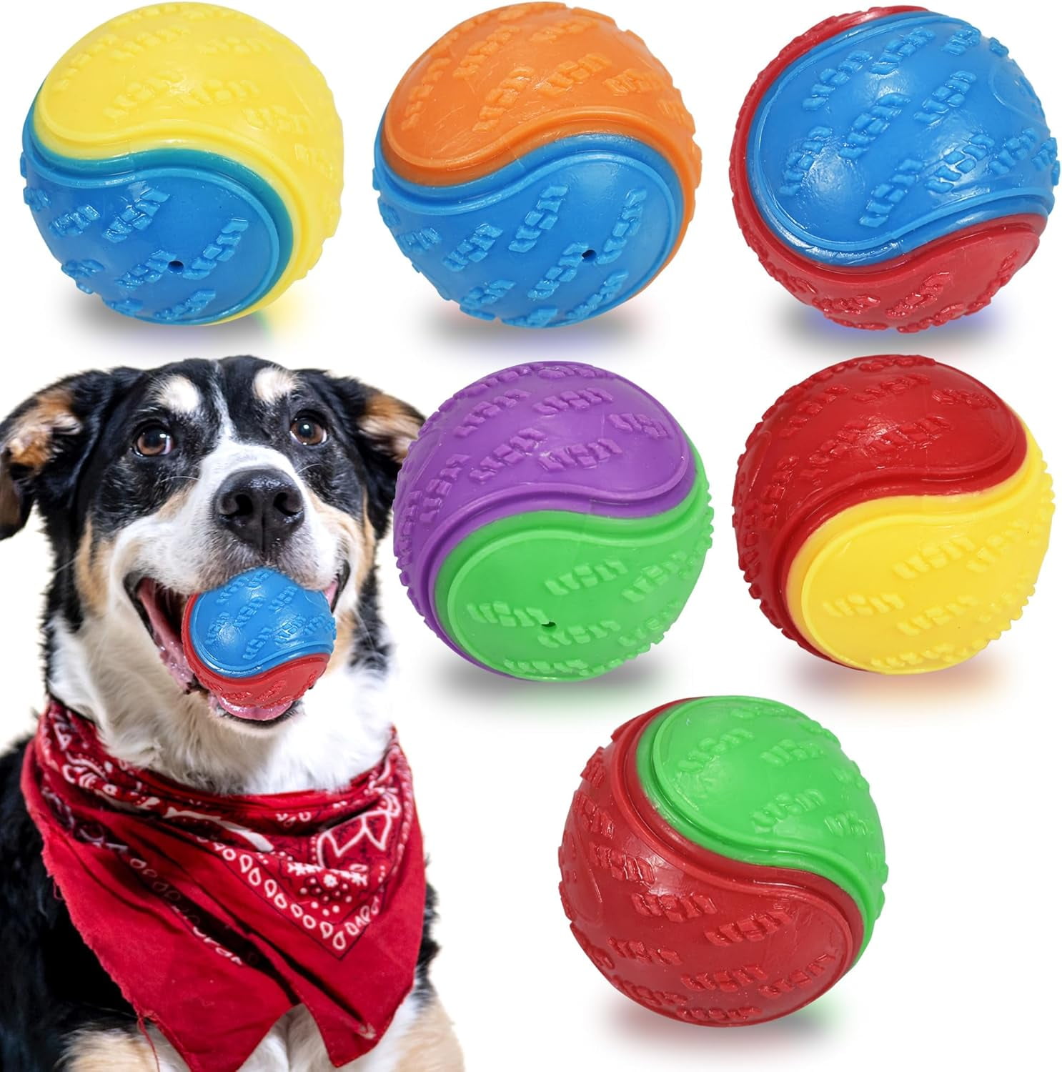 6Pcs Squeaky Dog Balls, Dog Toys Balls for Training, Tough Ball Toys ...