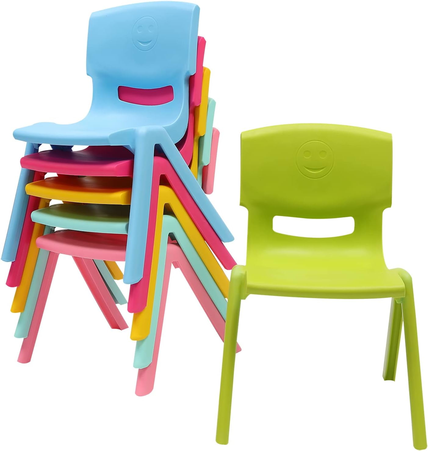 6Pcs Stackable School Chairs, Colorful Kids Plastic Chair for Toddlers ...