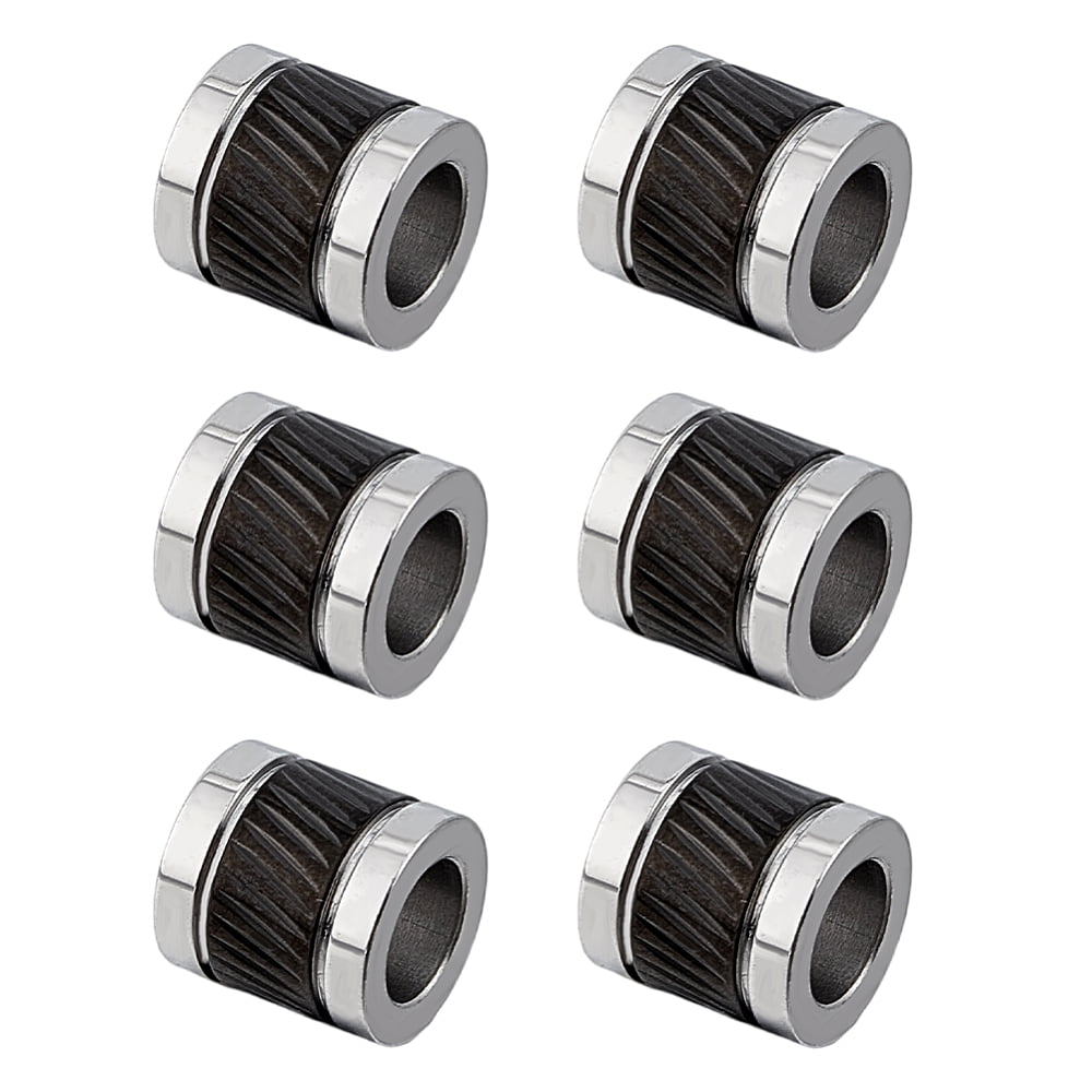6Pcs Stainless Steel Column Bead with Twill Pattern 6mm Stainless Steel ...