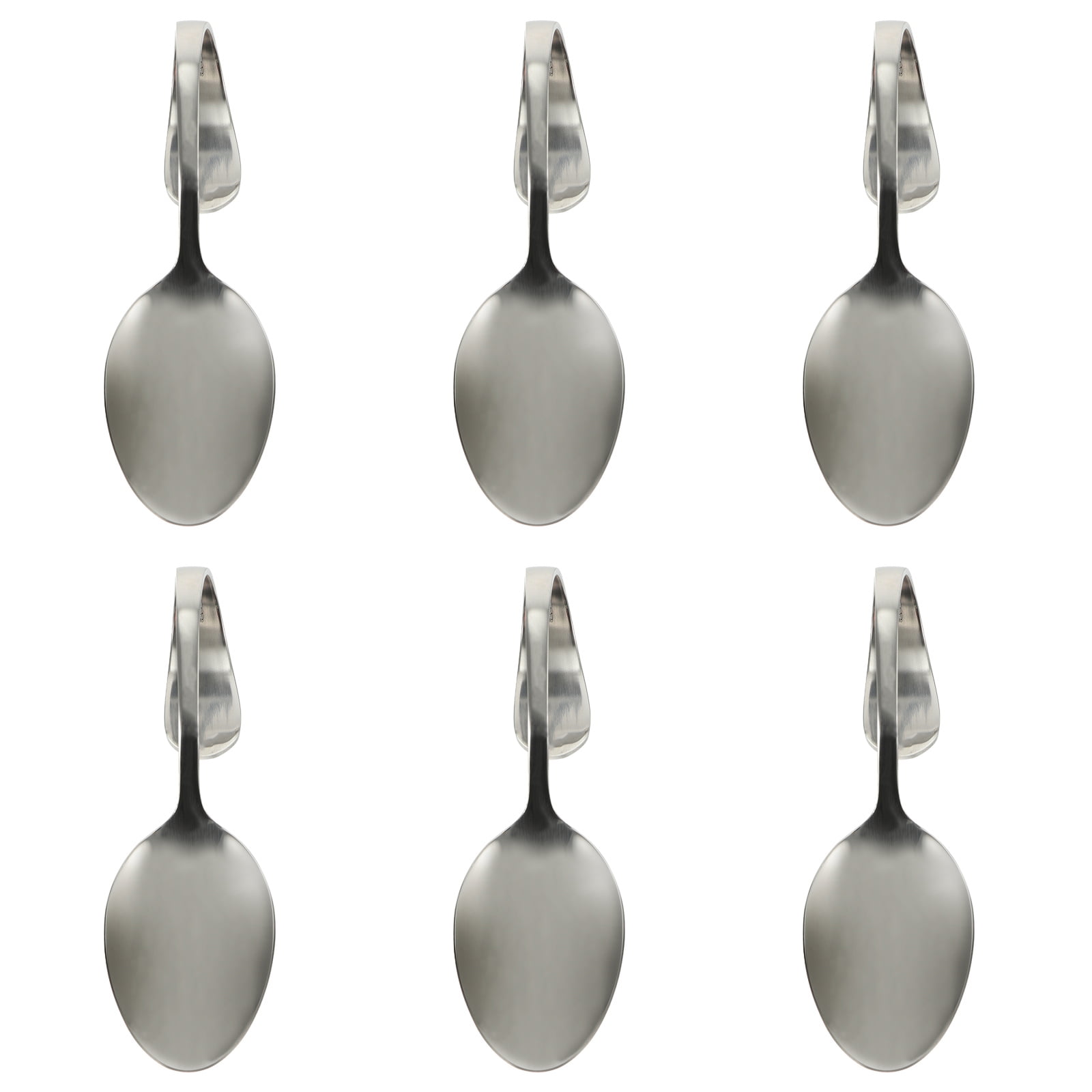 6Pcs Stainless Steel Curved Handle Spoons Western Food Salad Scoops ...
