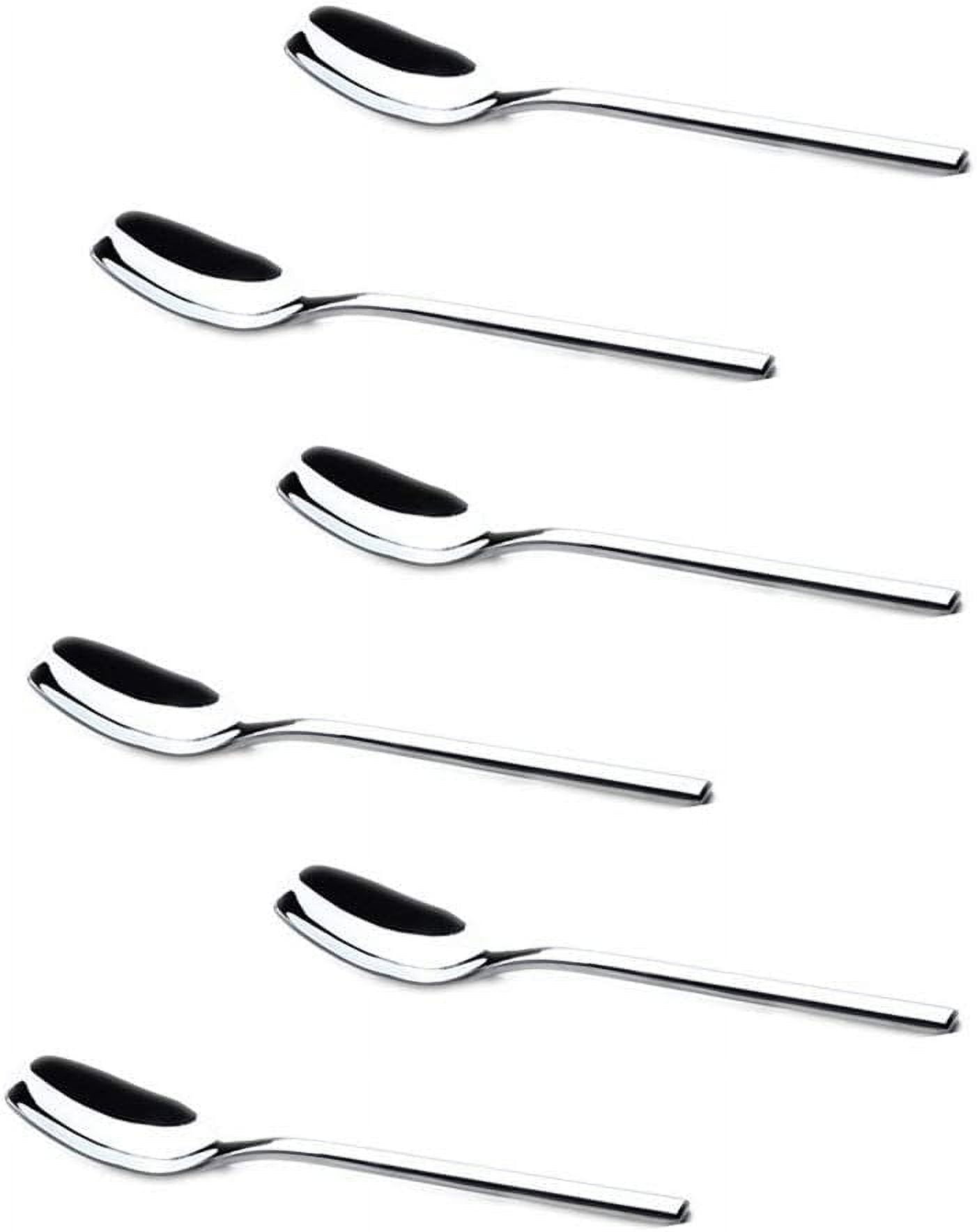 6Pcs Stainless Steel Dessert Spoons Sets Flatware Coffee Spoon Square ...