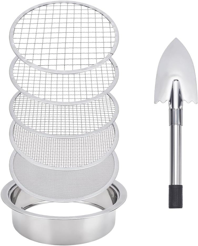 6Pcs Stainless Steel Garden Soils Sieve Set Soil Sifter Stainless Steel ...