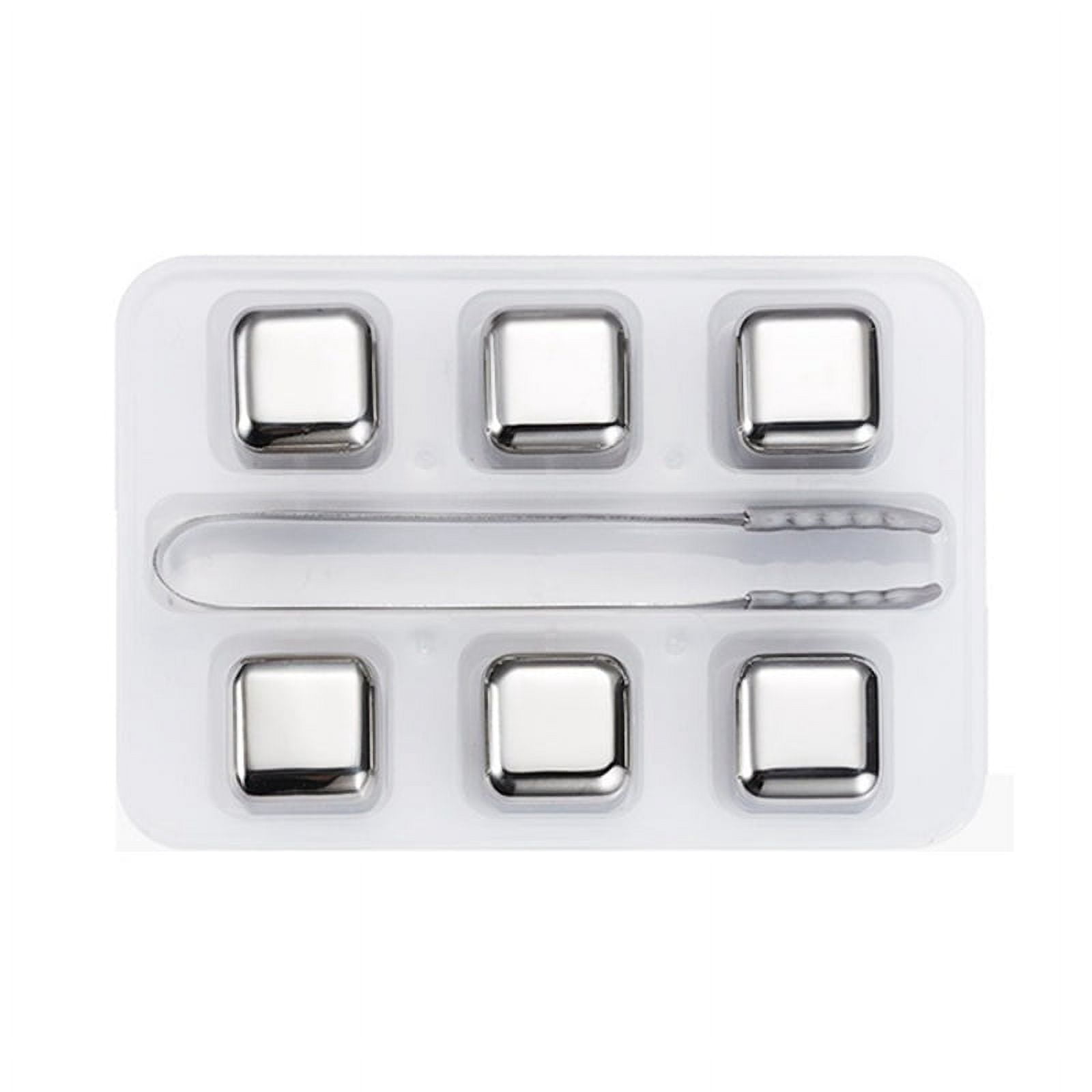 6Pcs Stainless Steel Ice-Cubes Set Reusable Chilling for Whiskey Wine ...